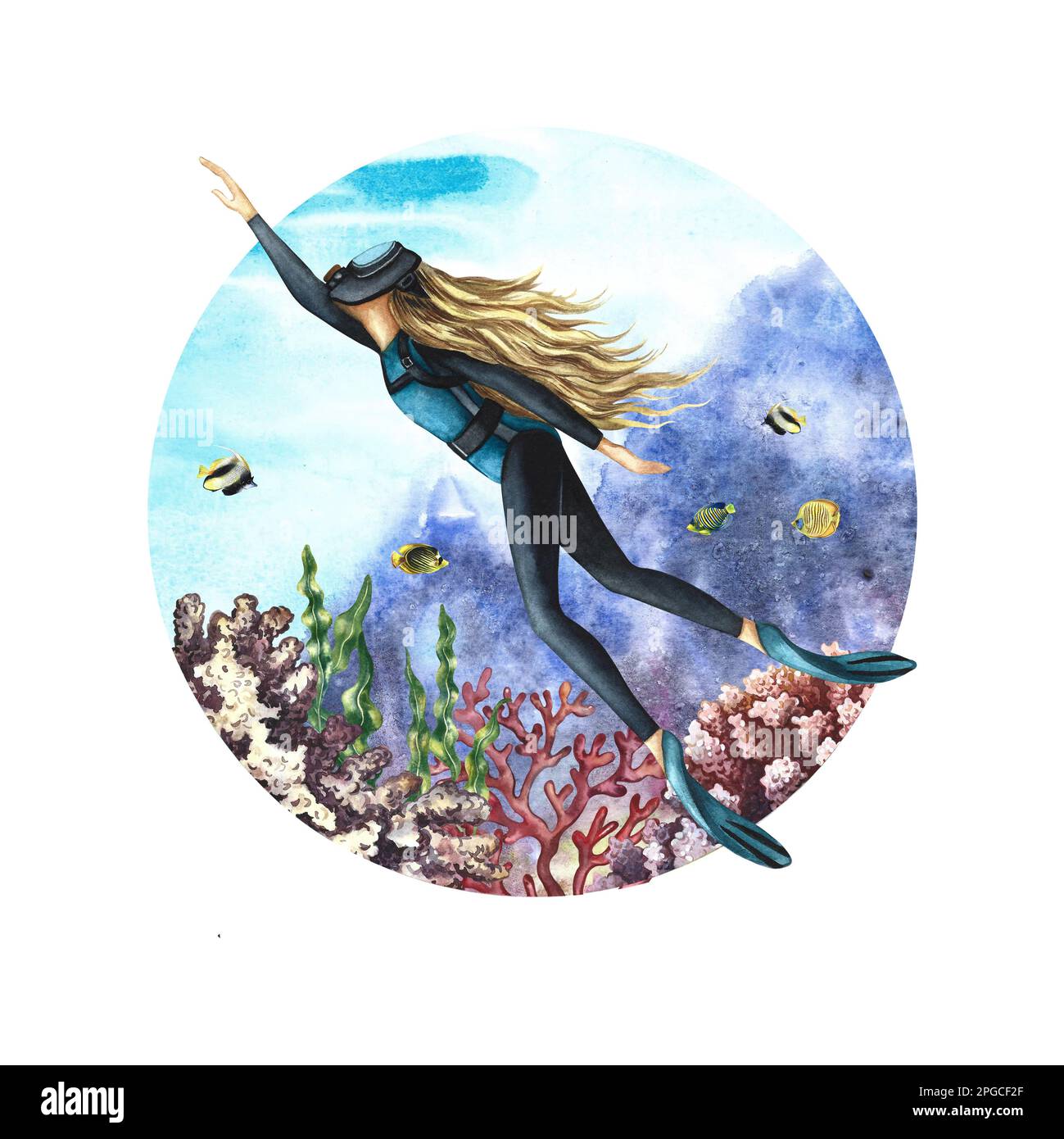 Girl Underwater Drawing