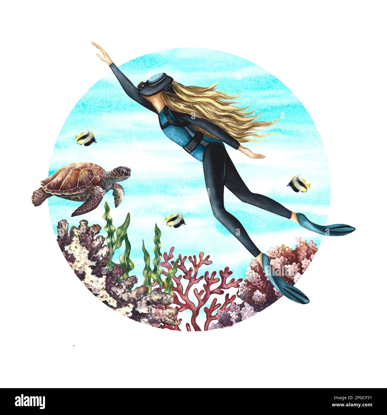 Girl Underwater Drawing