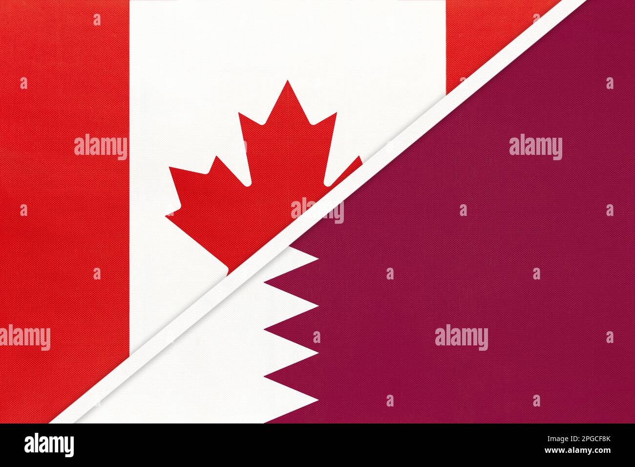 Canada and Qatar, symbol of country. Canadian vs Qatari national flags ...