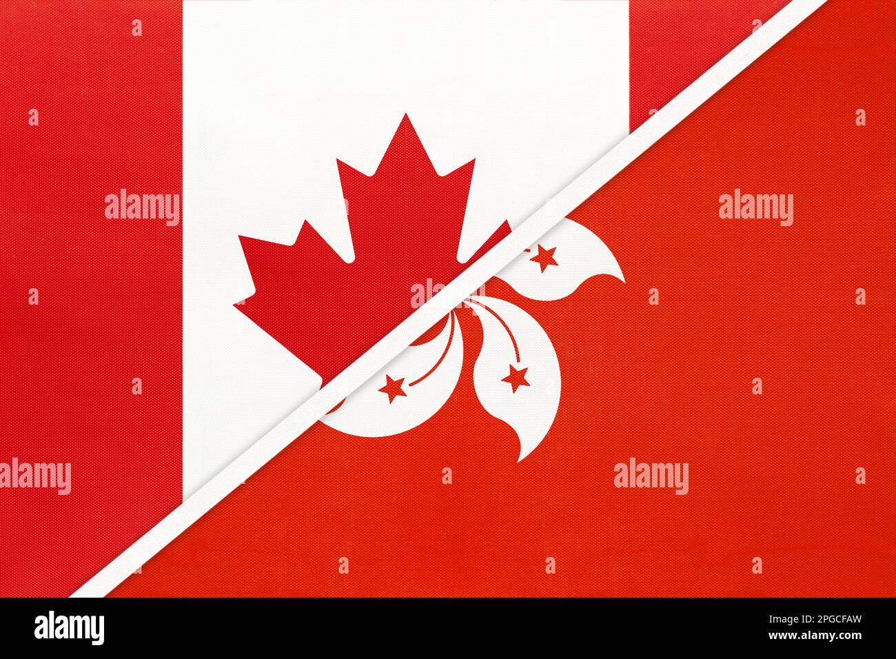 Canada and Hong Kong, symbol of country. Canadian national flags ...