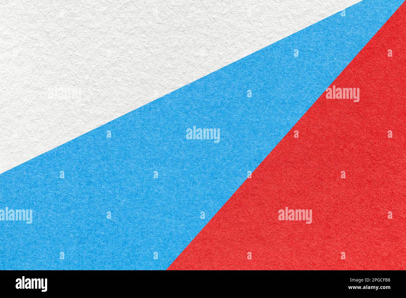 Texture of old craft white, red and blue color paper background, macro ...