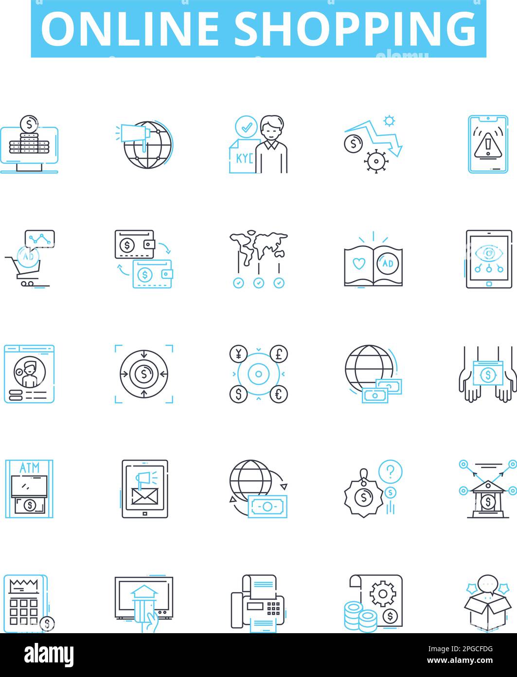 Online shopping vector line icons set. Shopping, Online, E-commerce ...
