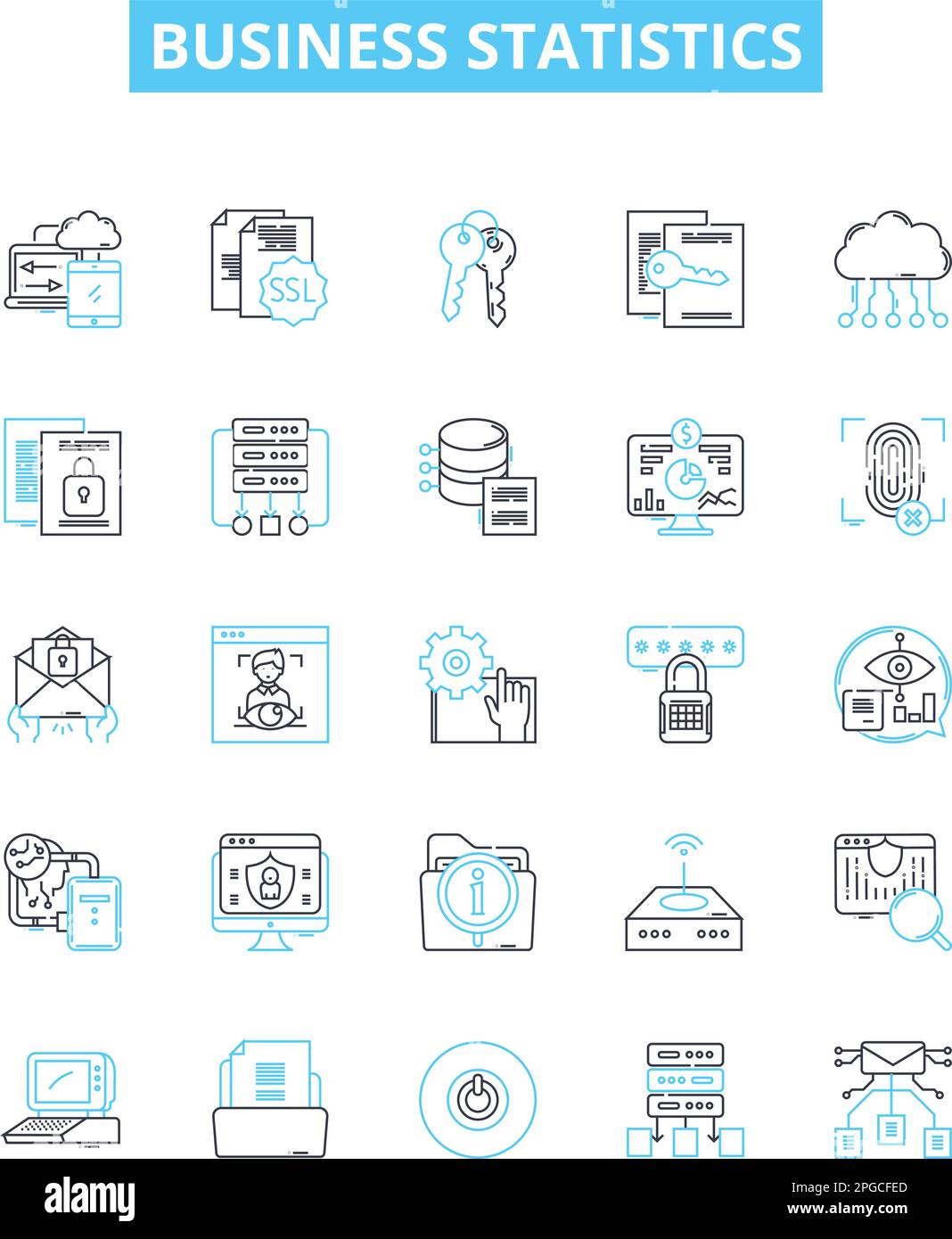 Business statistics vector line icons set. Business, Statistics, Data ...