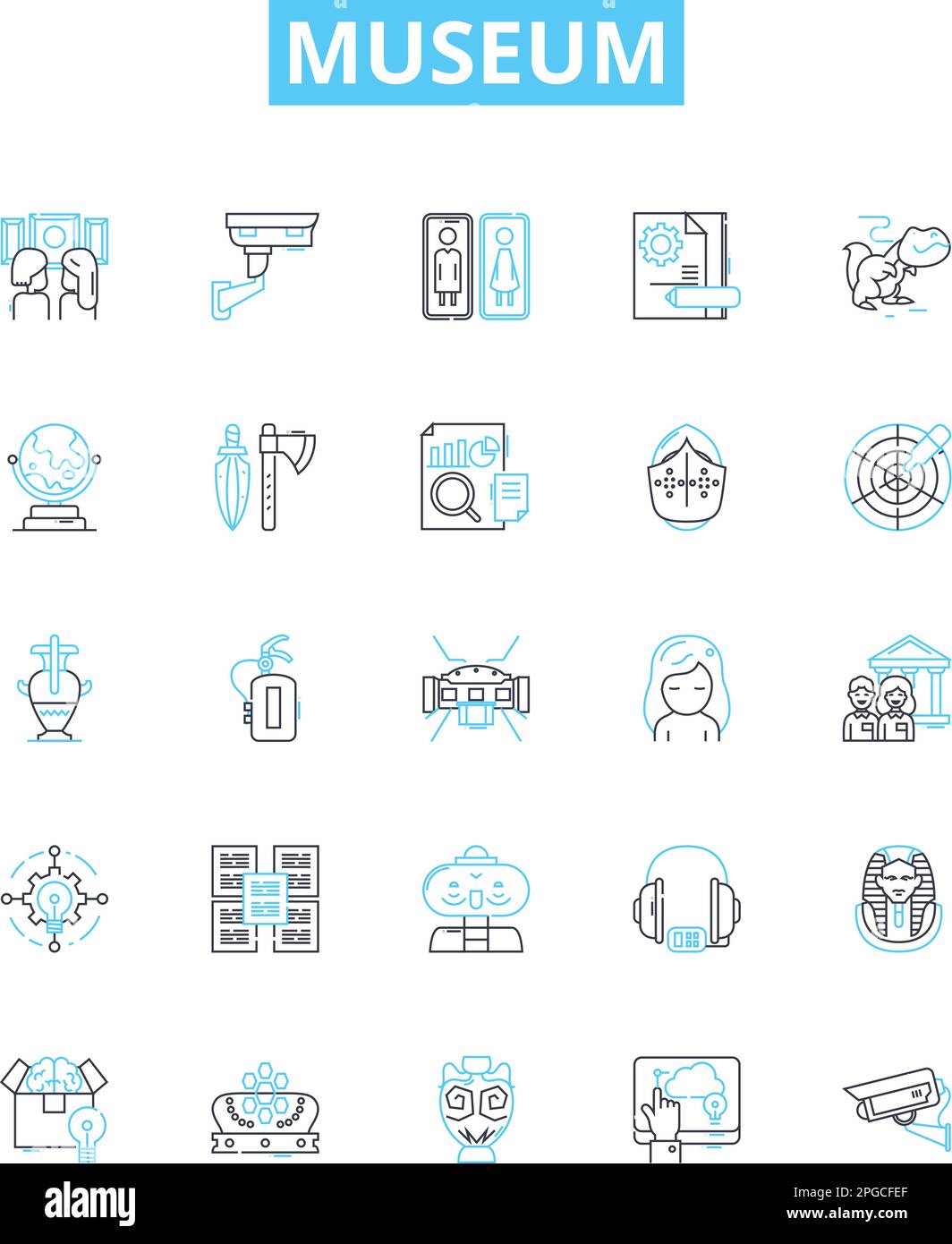 Museum vector line icons set. Museum, Exhibit, Artifact, Collection ...