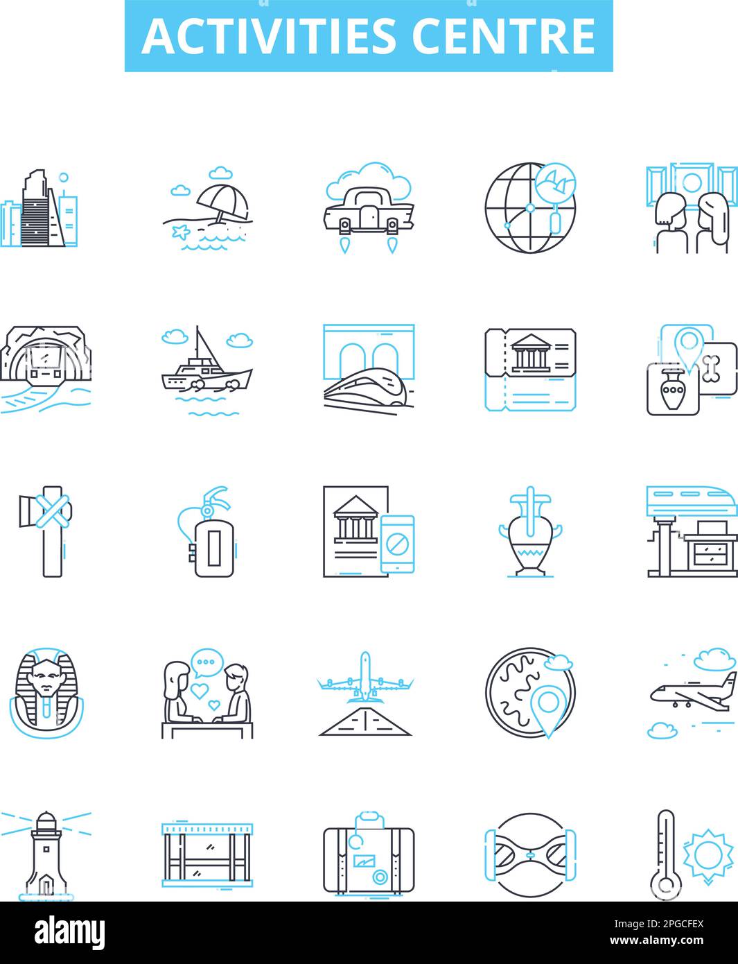 Activities centre vector line icons set. Activity, Centre, Outdoors ...