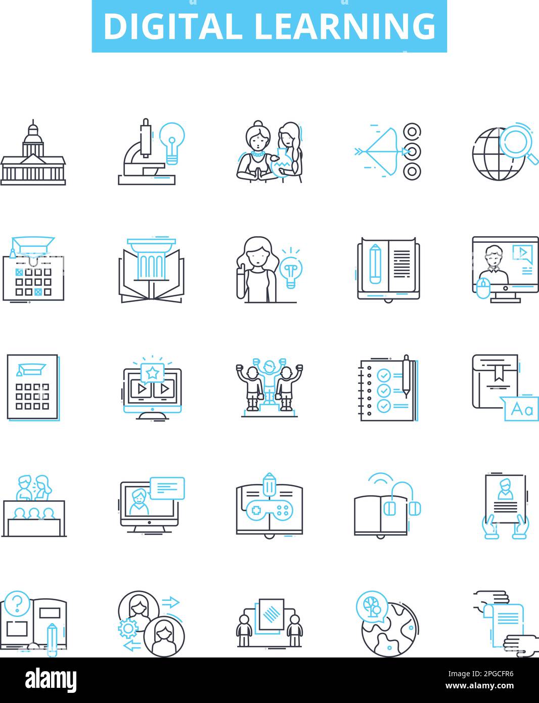 Digital learning vector line icons set. Digital, Learning, eLearning ... Digital learning vector line icons set. Digital, Learning, eLearning ...
