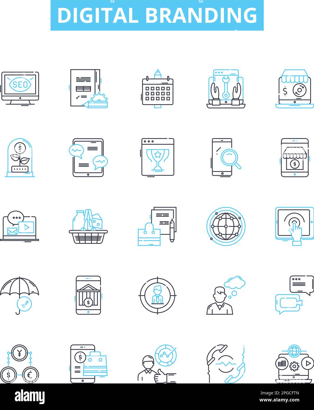 Digital branding vector line icons set. Digital, Branding, Online ...