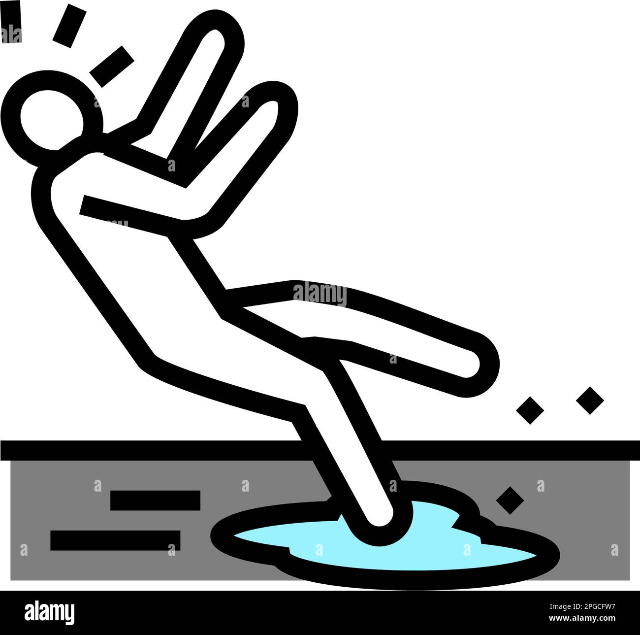 slipped puddle man accident color icon vector illustration Stock Vector ...