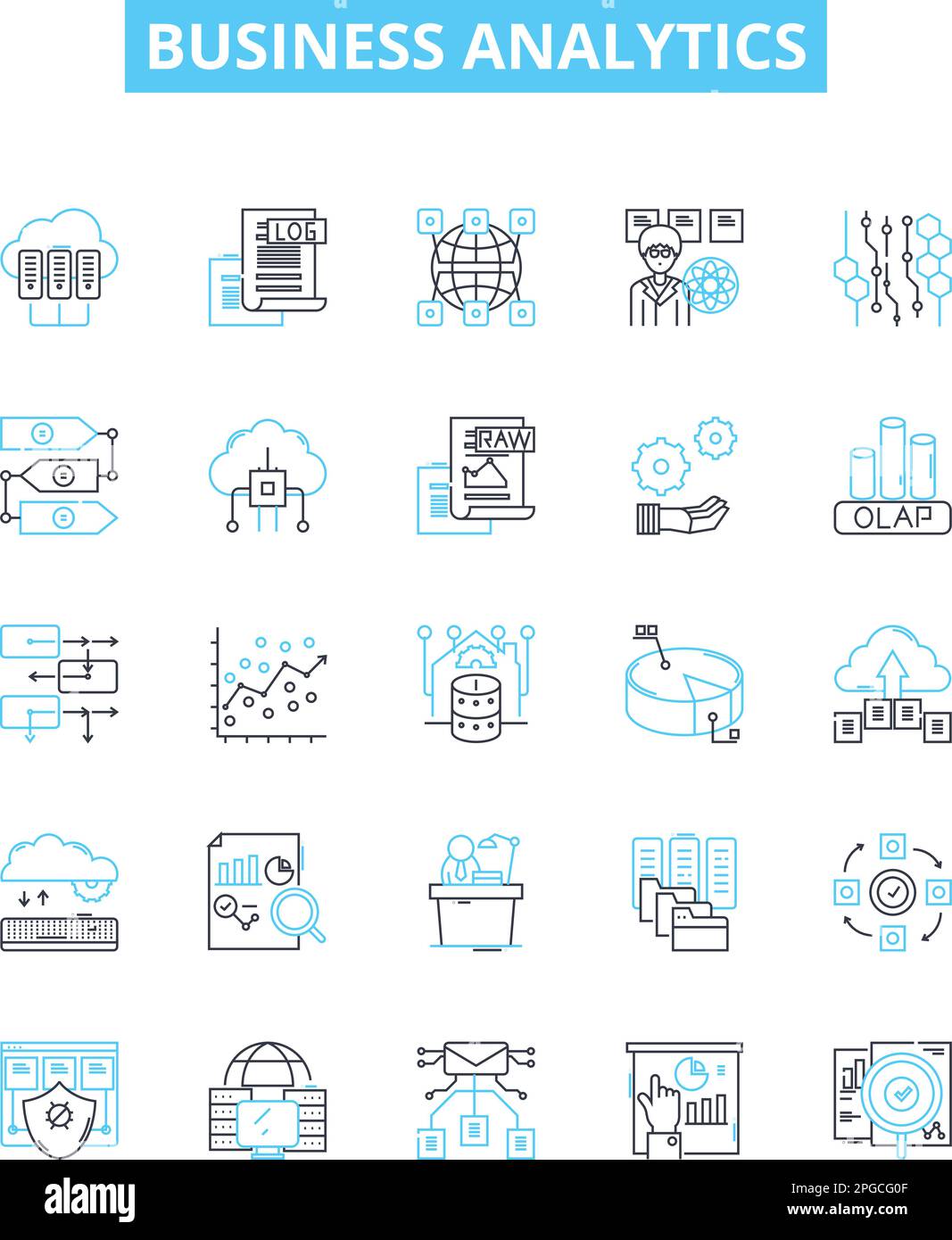Business analytics vector line icons set. Business, Analytics, Data, Intelligence, Decision ...