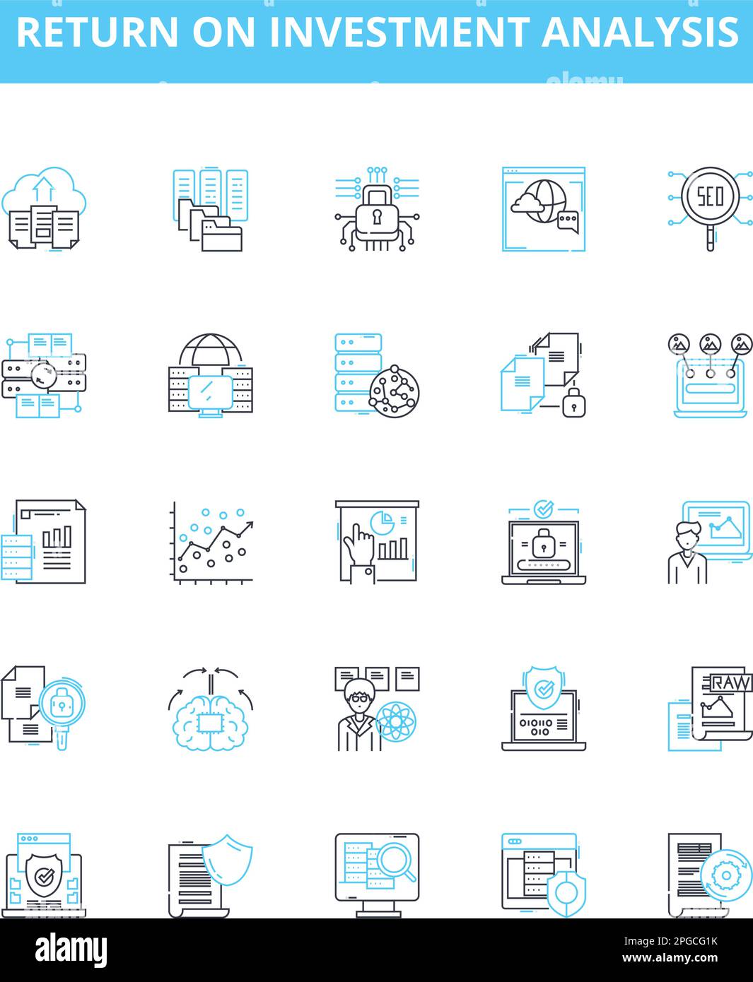 Return on investment analysis vector line icons set. ROI, Analysis ... Return on investment analysis vector line icons set. ROI, Analysis ...