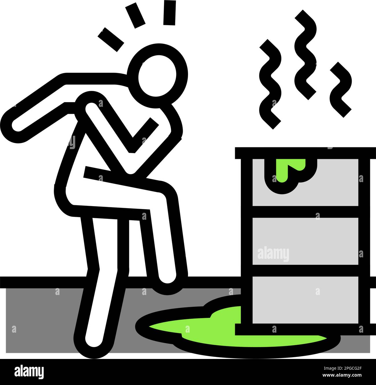 dangerous substance spill man accident color icon vector illustration ...