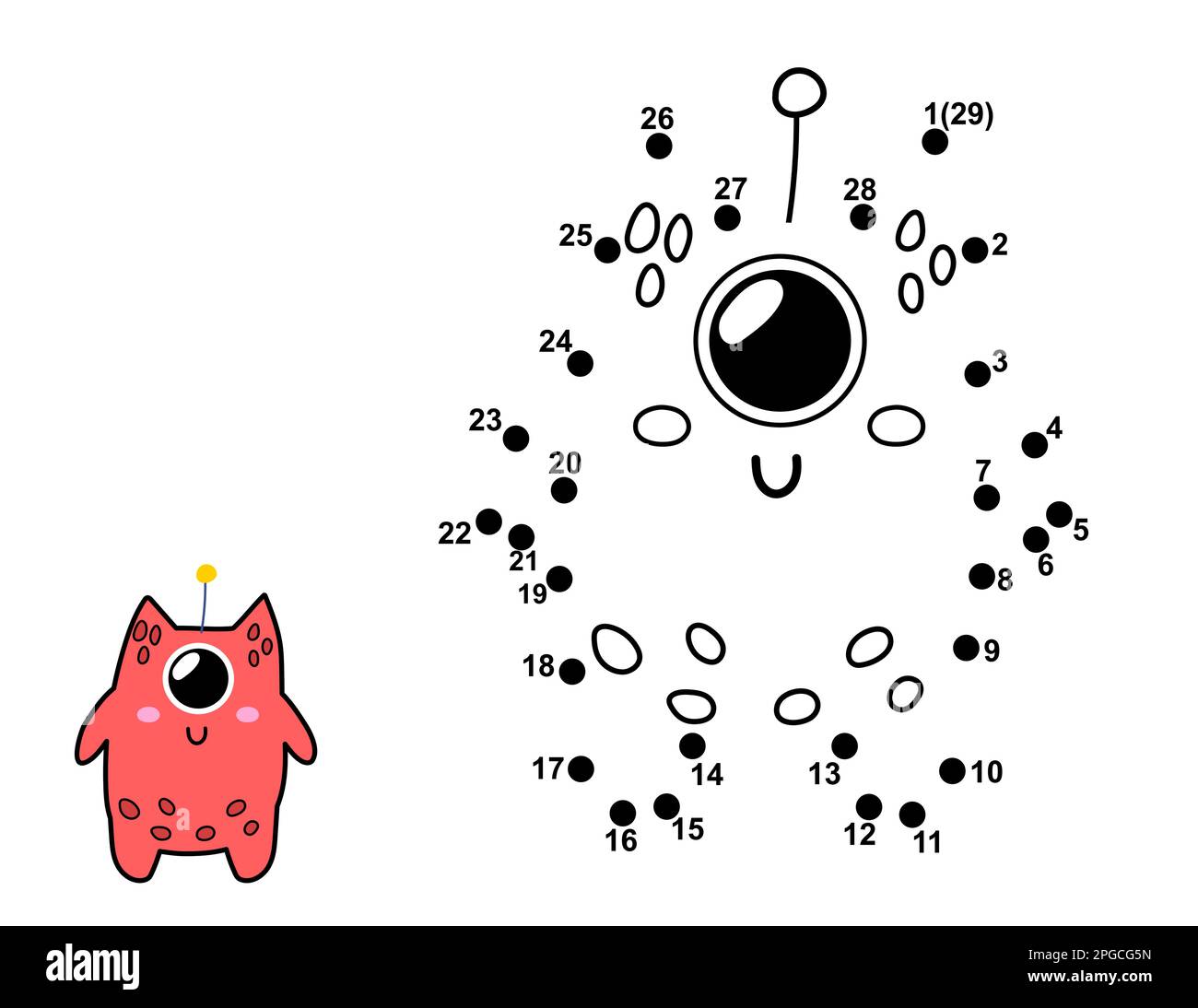 Connect the dots and draw a cute alien character. Join the numbers ...