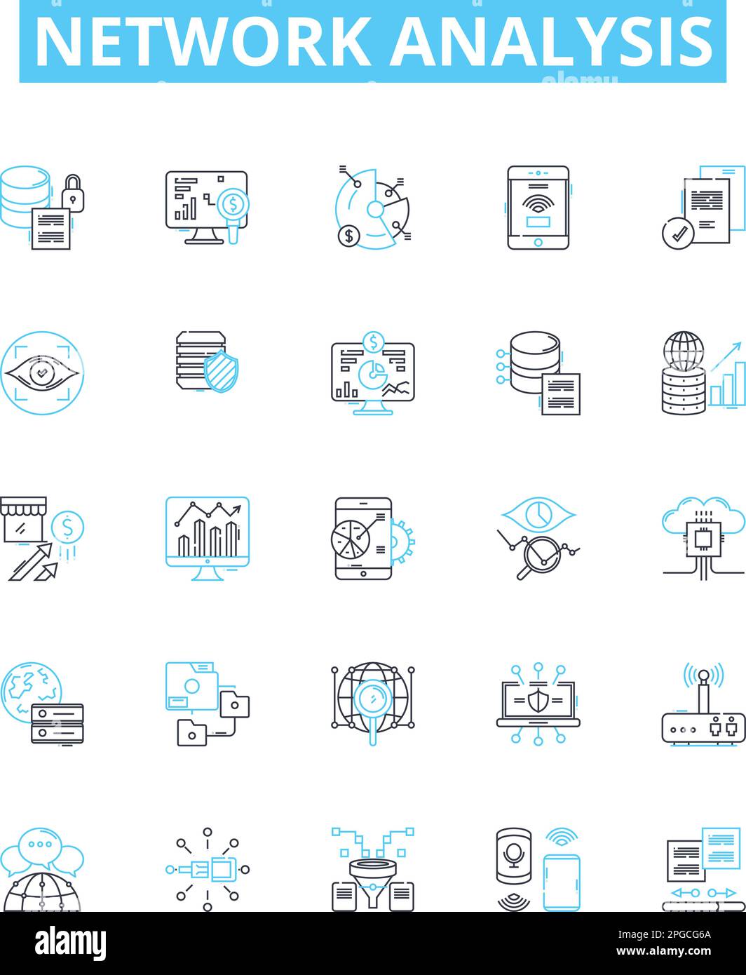 Network Analysis Vector Line Icons Set Network Analysis Topology