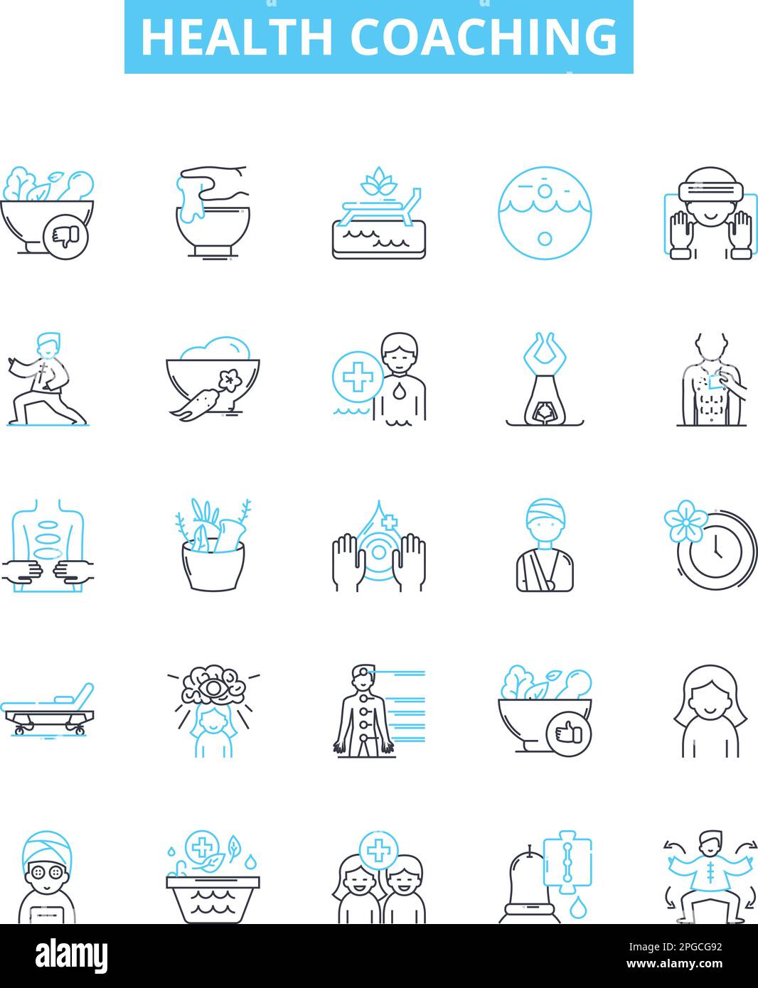Health coaching vector line icons set. Wellness, Nutrition, Coaching ...