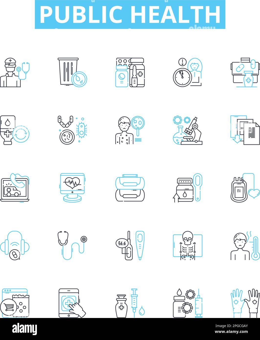 Public health vector line icons set. Public, Health, Safety, Hygiene ...