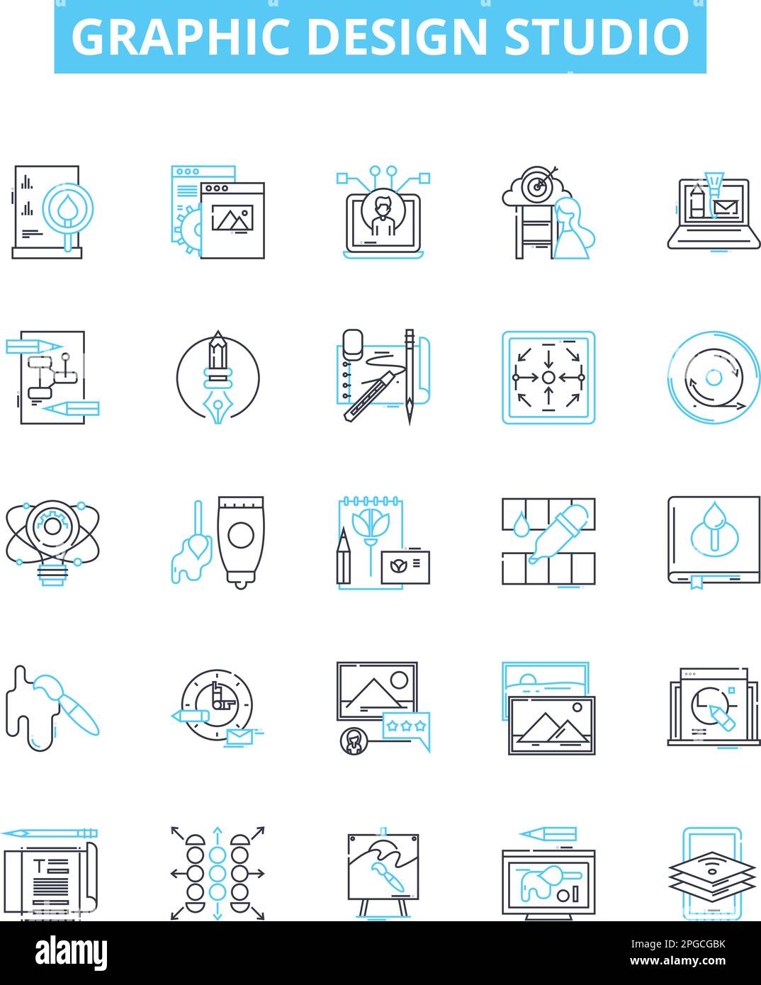 Graphic design studio vector line icons set. Graphic, Design, Studio ...