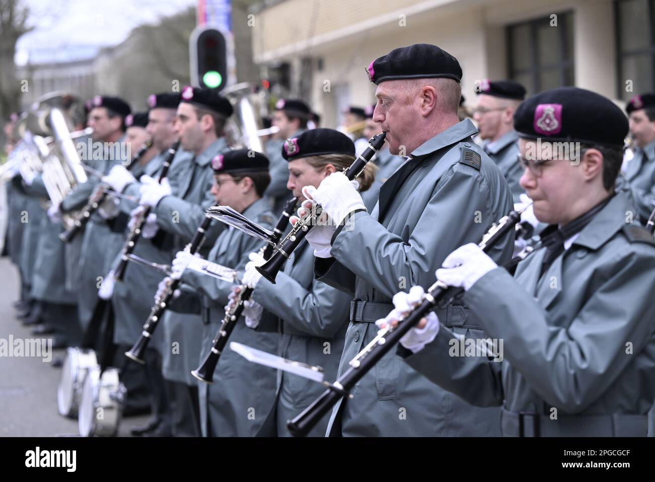 Brussels, Belgium. 22nd Mar, 2023. A brass band of the Belgian army ...
