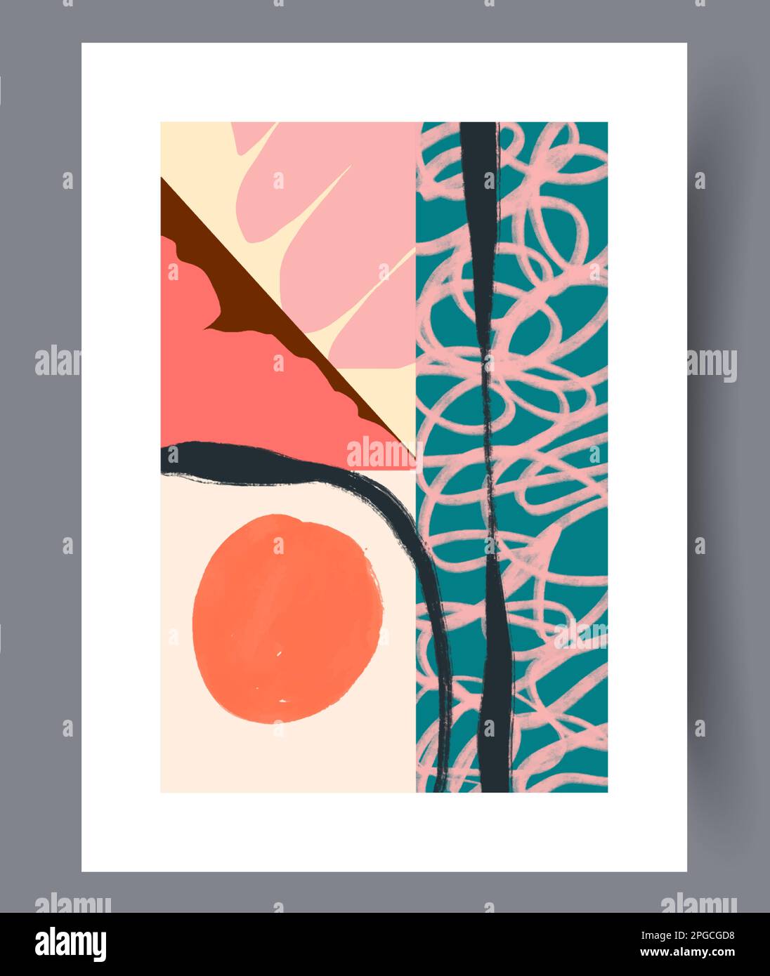 Abstract boho simple shapes wall art print Stock Vector Image & Art - Alamy