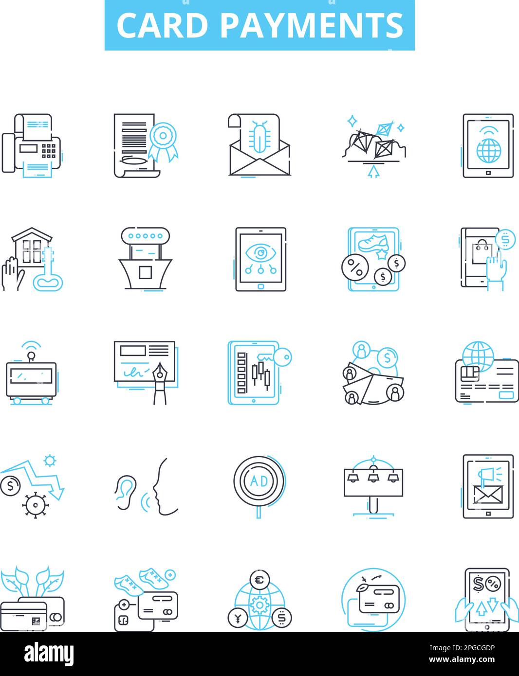 Card payments vector line icons set. Card, Payments, Credit, Debit ...