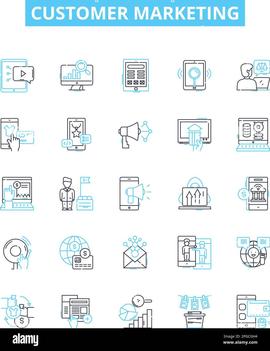 Customer Marketing Vector Line Icons Set Engagement Loyalty Crm Acquisition Relationship