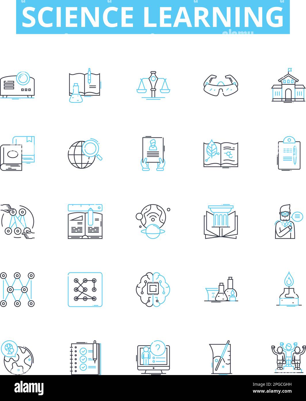 Science learning vector line icons set. Science, Biology, Chemistry ...