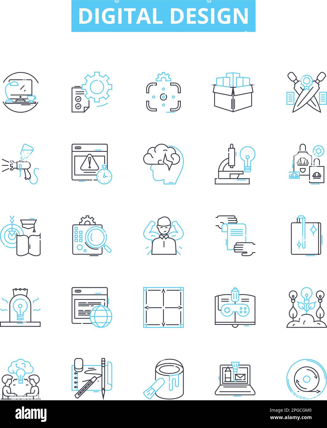 Digital design vector line icons set. Digital, Design, Web, Media ...
