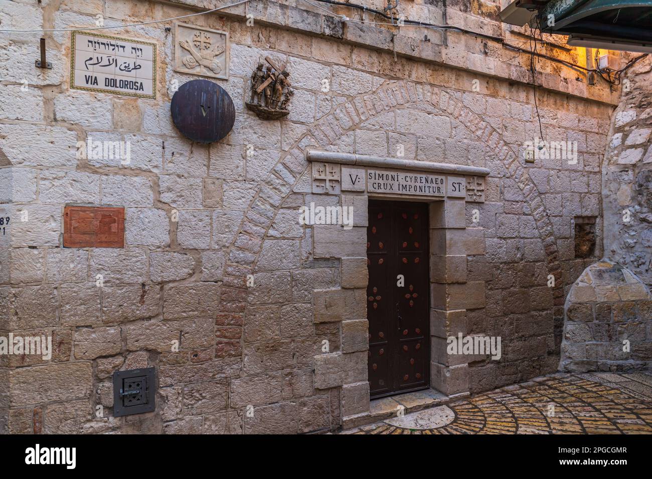 V. station on the Way of Suffering of Jesus, Via Dolorosa, Jerusalem ...