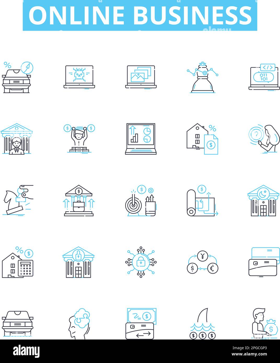 Online Business Vector Line Icons Set Ecommerce Digital Store