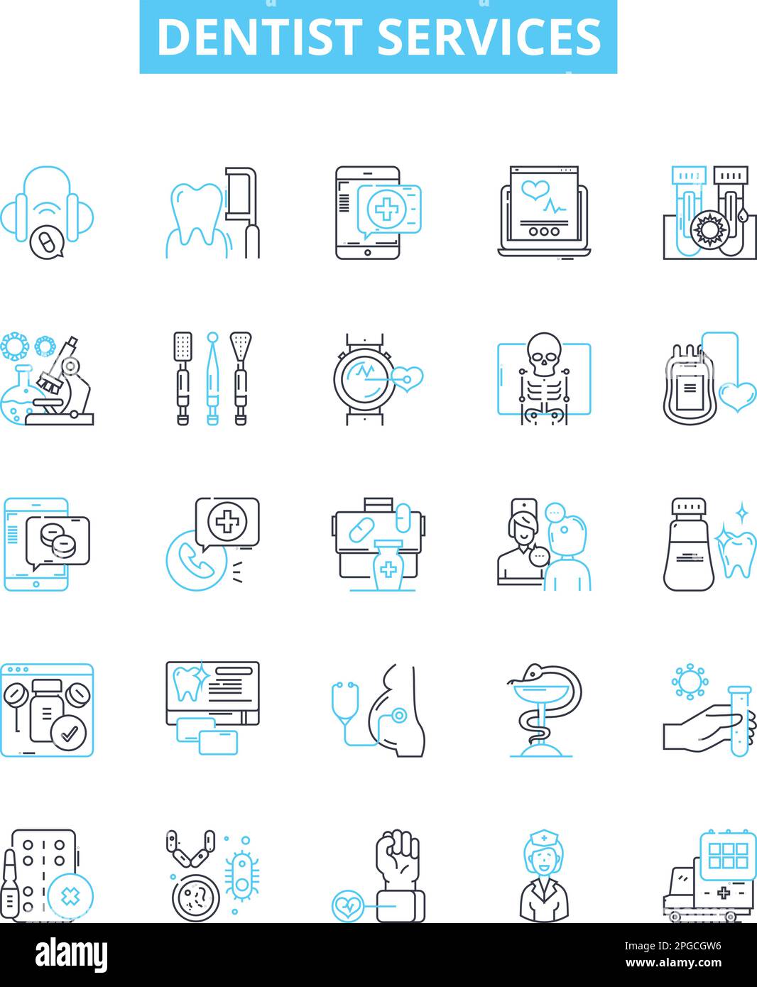 Dentist services vector line icons set. Dentist, Services, Teeth, Cleaning, Fillings ...