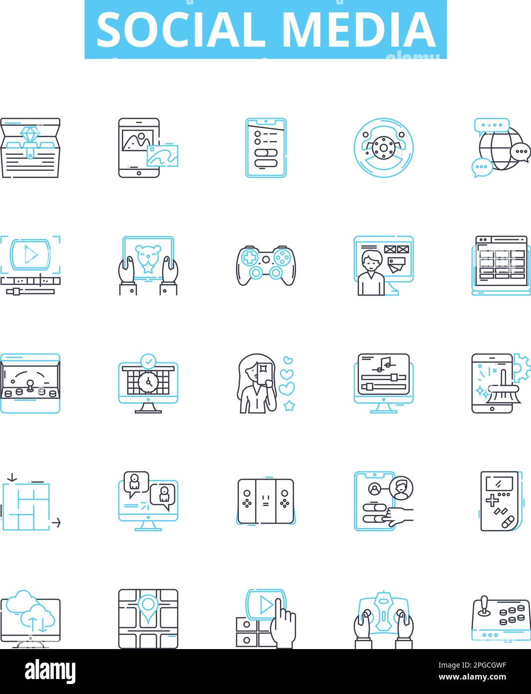 Social Media Vector Line Icons Set Networking Posts Interaction