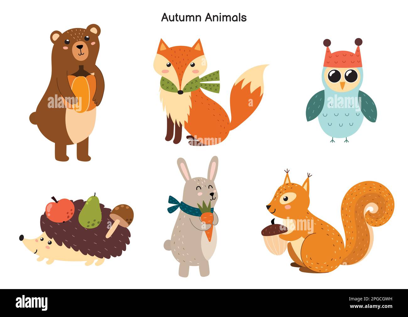 Cute forest animals collection. Fall woodland characters for kids ...