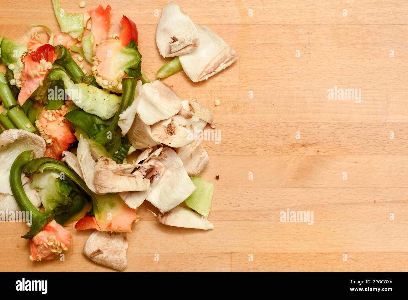 Domestic Food waste for compost in home kitchen interior Stock Photo ...