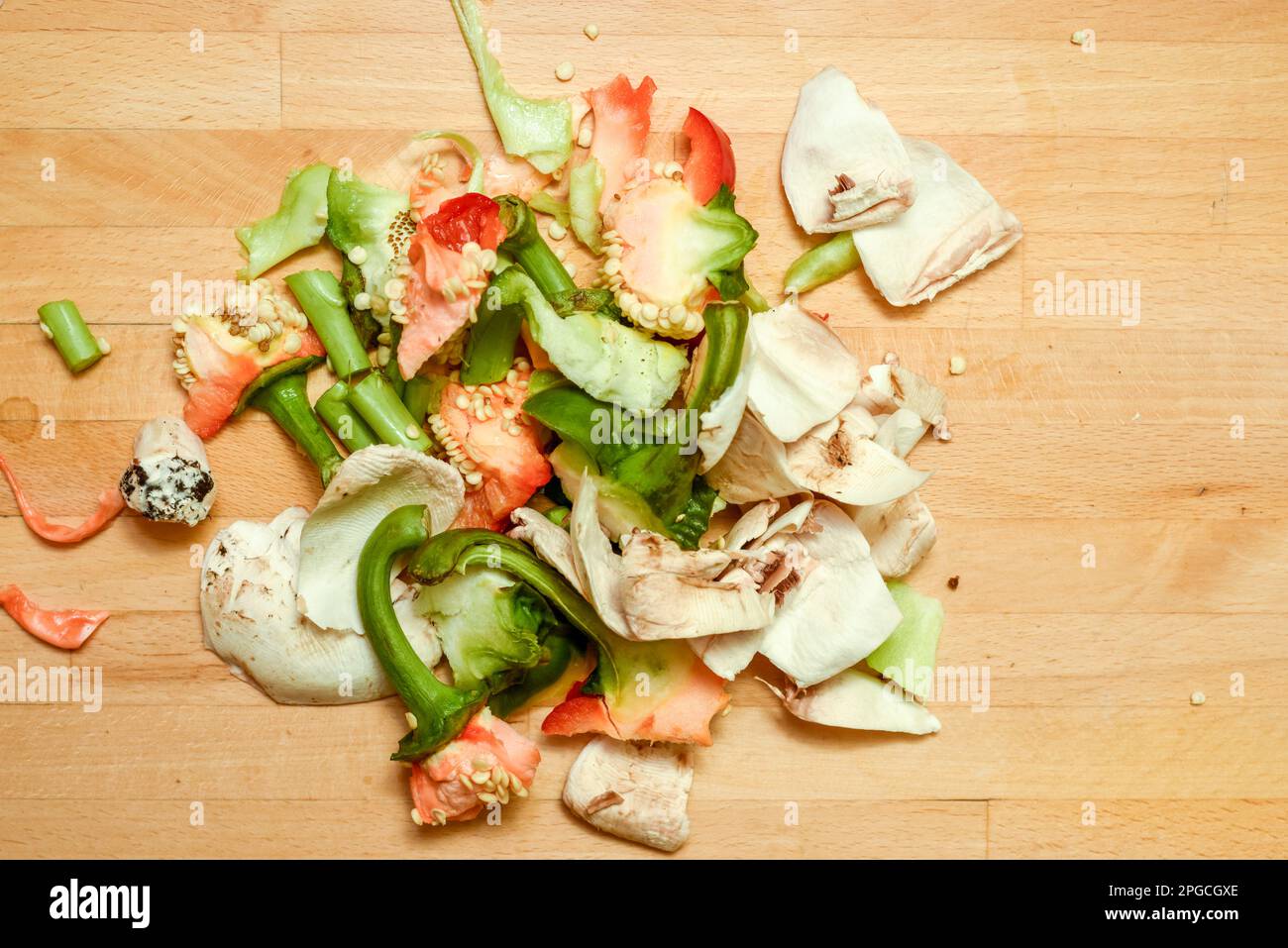 Domestic Food waste for compost in home kitchen interior Stock Photo ...