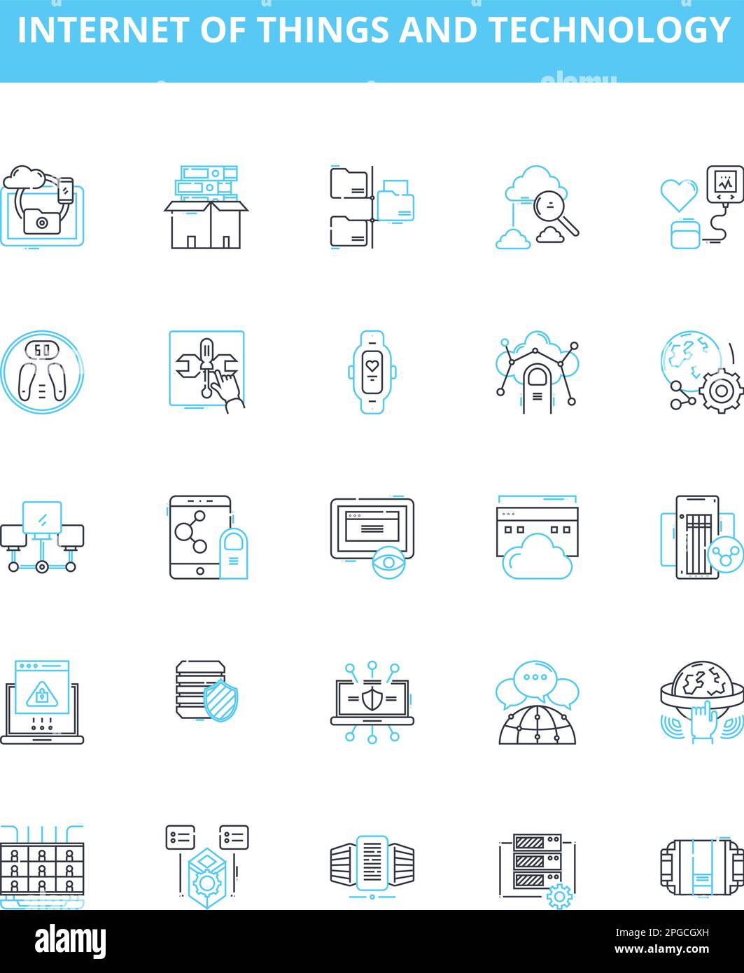 Internet of things and technology vector line icons set. IoT, Technology, Connectivity ...