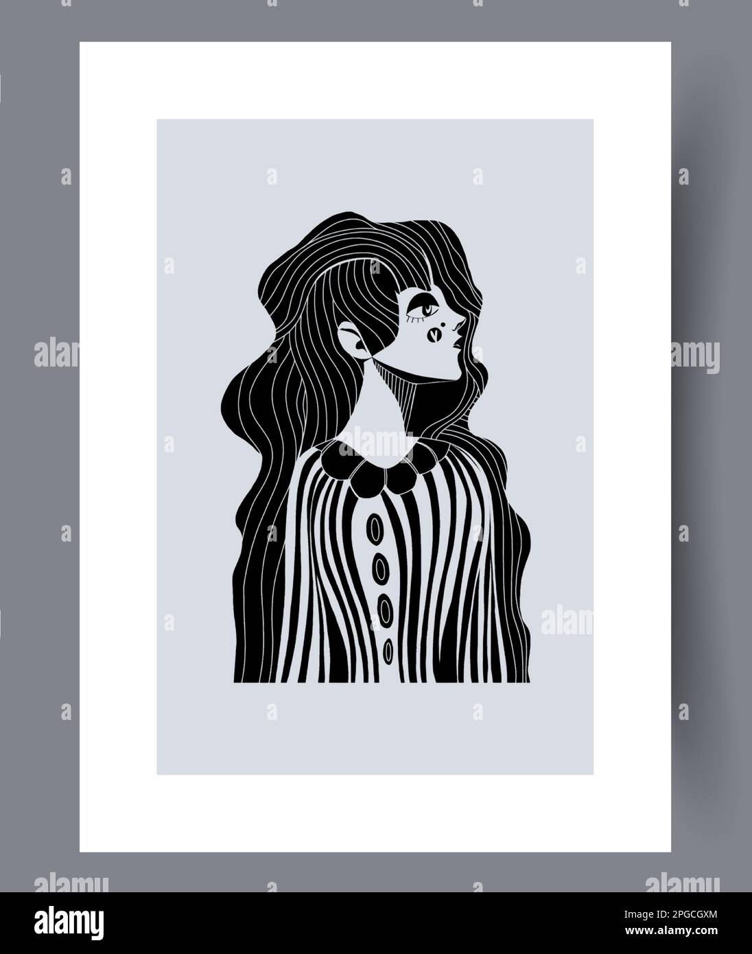 Portrait girl bohemian beauty wall art print Stock Vector Image & Art ...