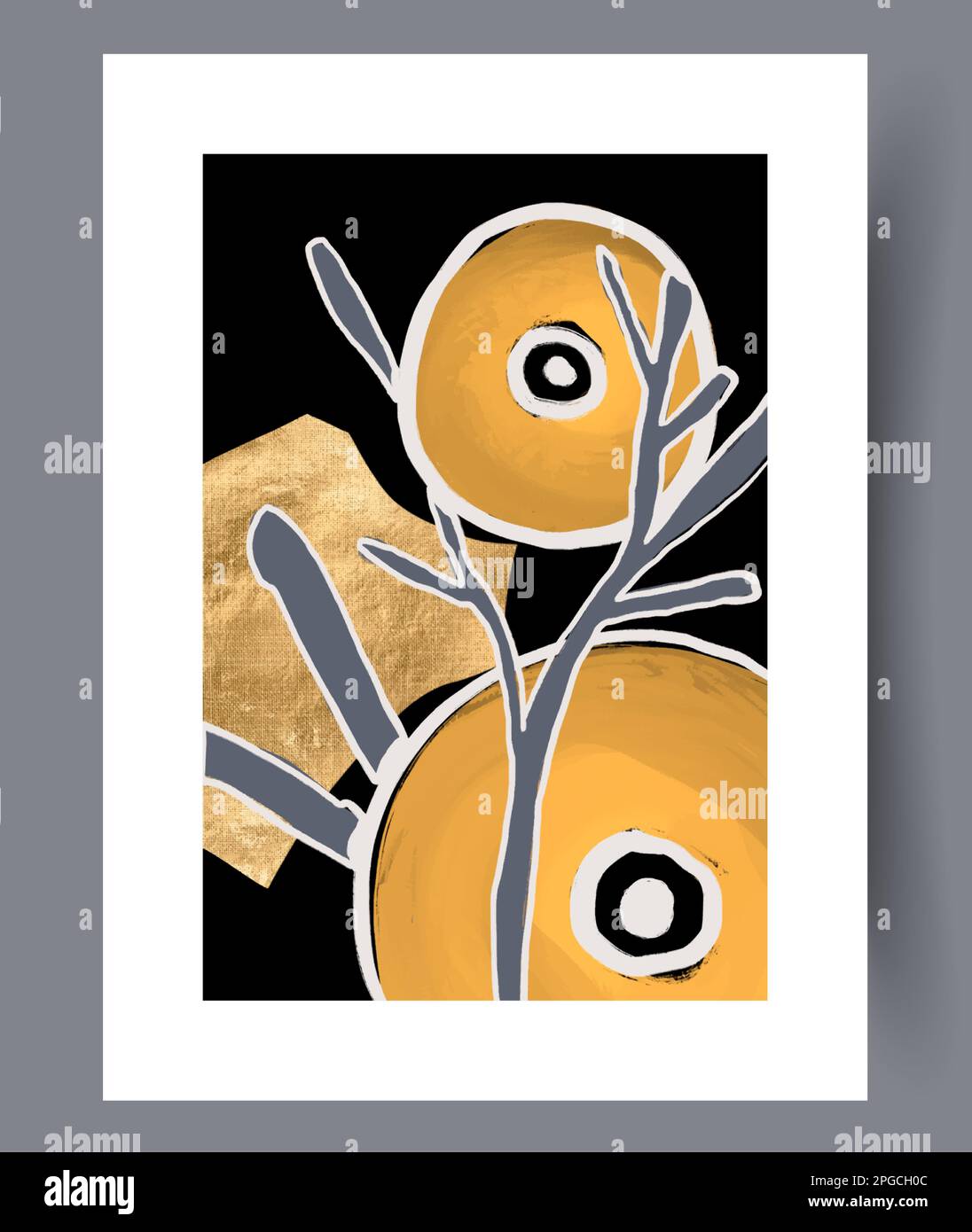 Abstract surrealism pictorial objects wall art print Stock Vector Image ...