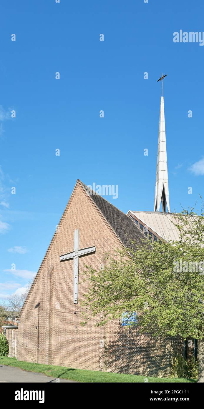 A spire and a cross surmount the christian anglican church, constructed ...