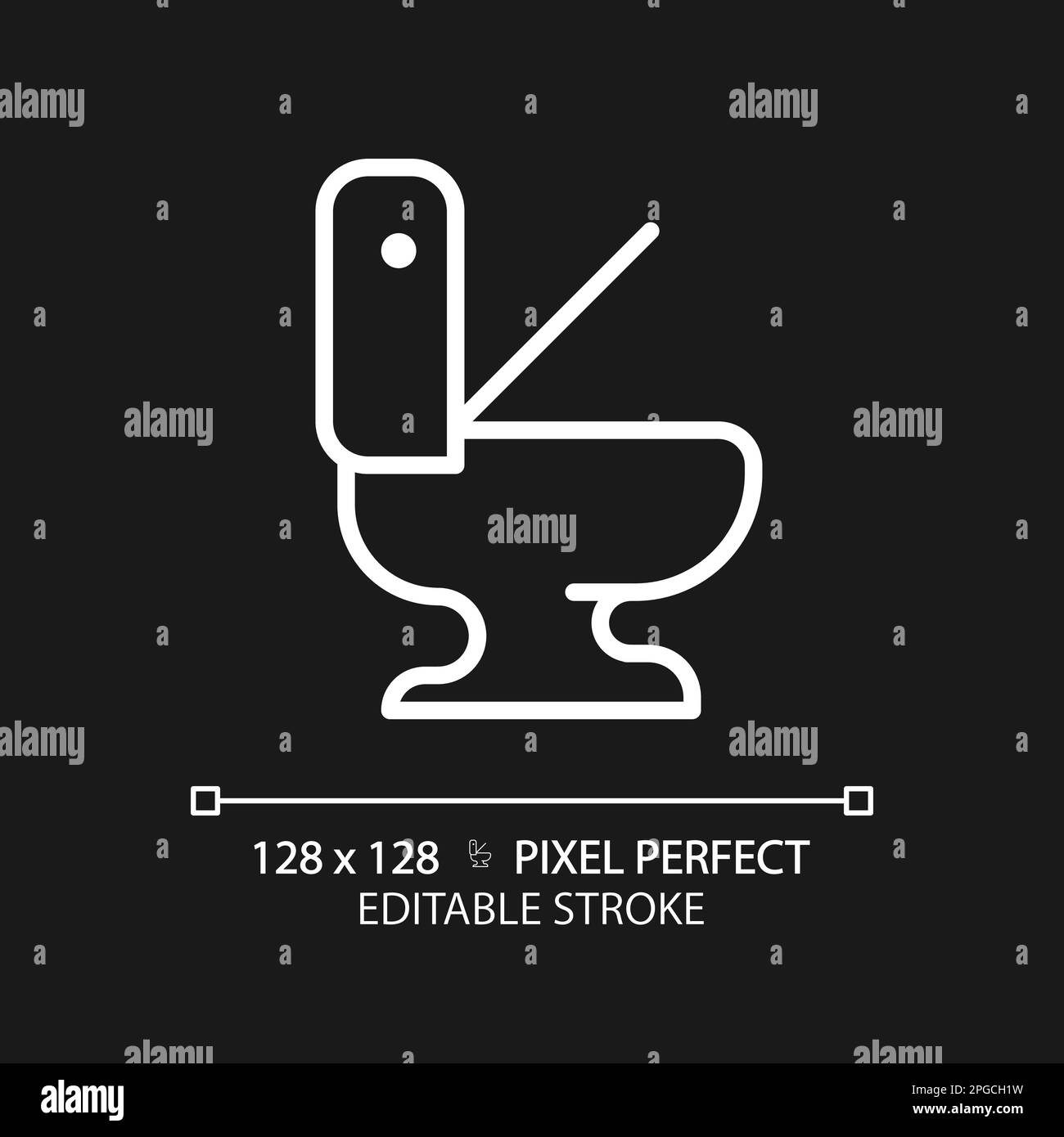 Toilet bowl pixel perfect white linear icon for dark theme Stock Vector ...
