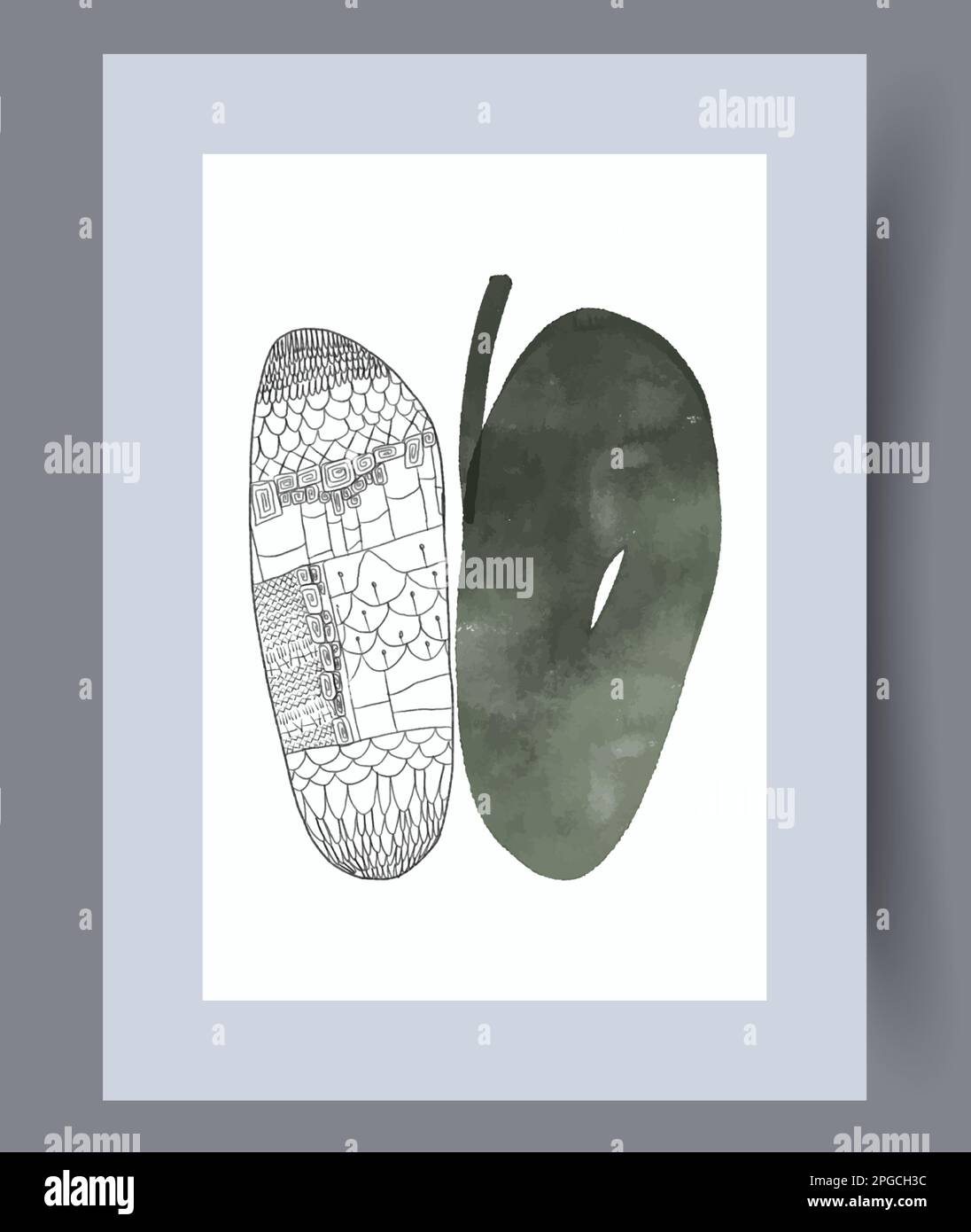 Abstract oval geometric composition wall art print Stock Vector Image ...