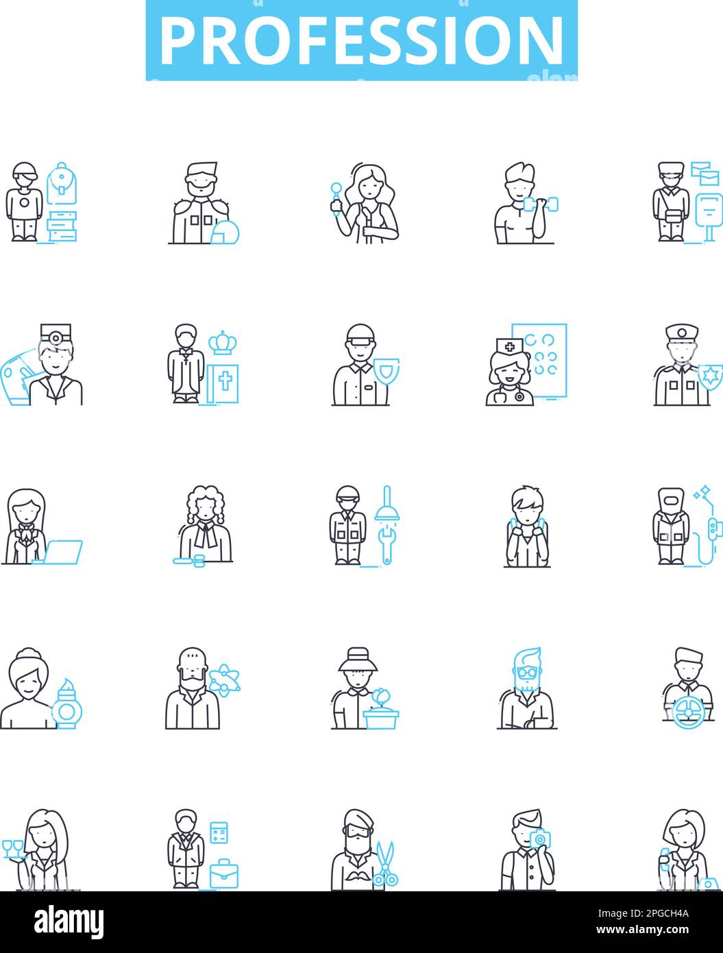 Profession vector line icons set. Job, Career, Vocation, Profession ...