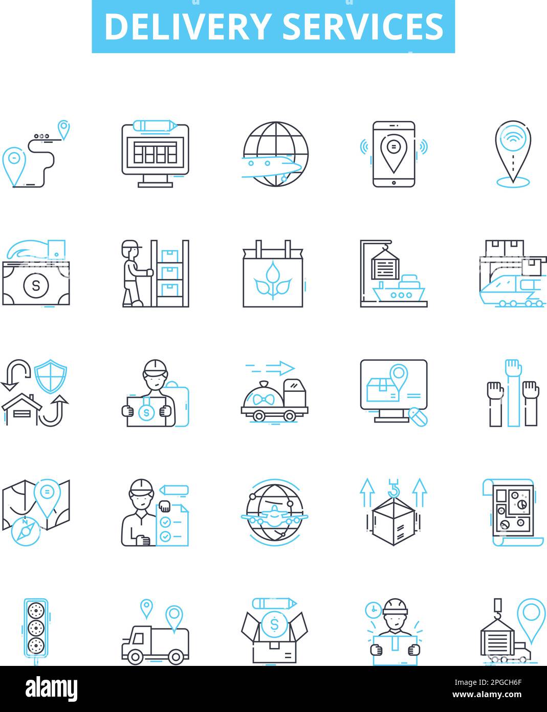 Delivery services vector line icons set. Courier, Delivery, Shipping ...