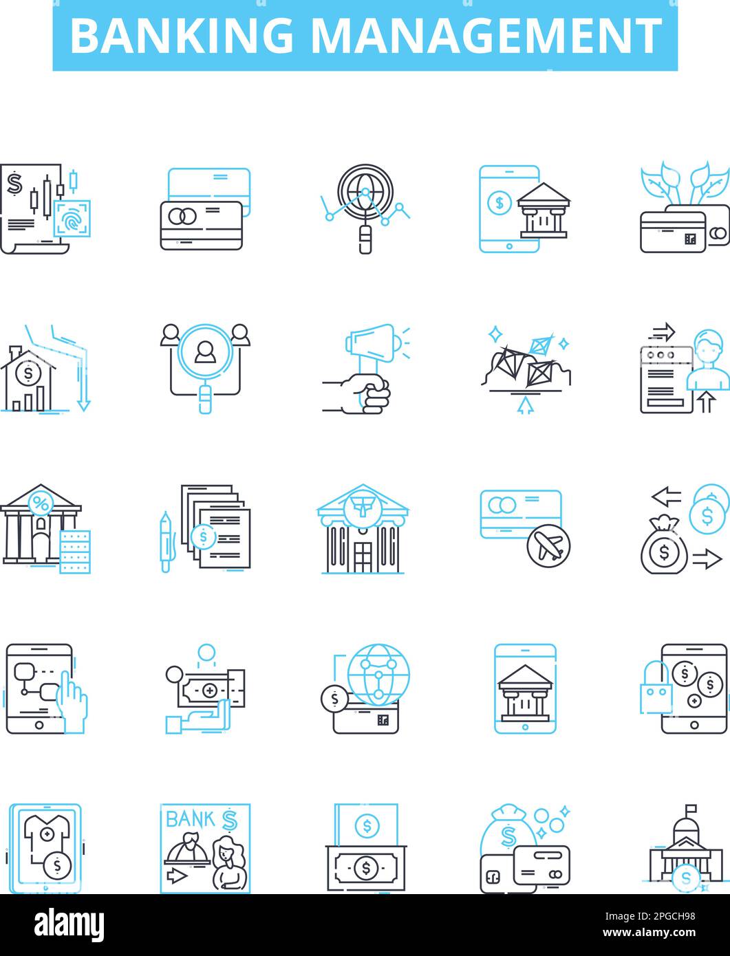 Banking management vector line icons set. Banking, Management ...