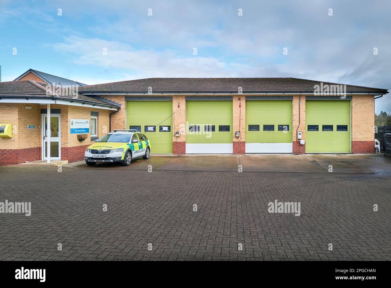 An electric ambulance car parked at the ambulance station, Corby ...