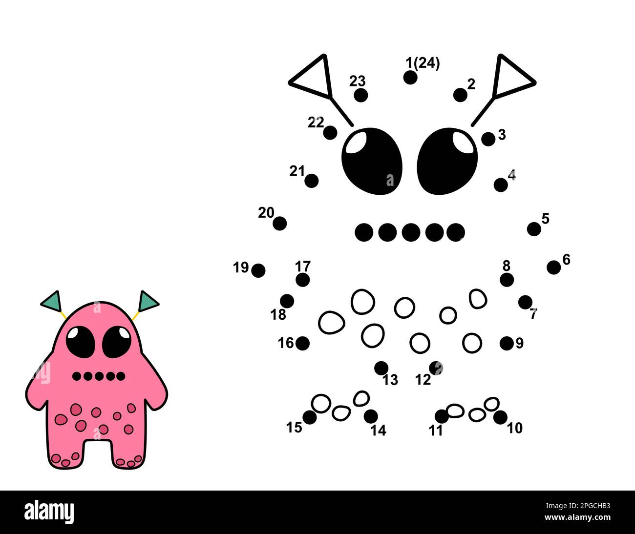 Connect the dots and draw a cute alien character. Join the numbers ...