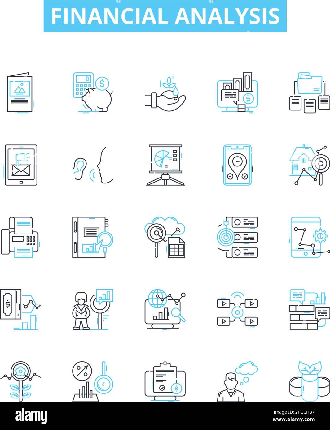 Financial analysis vector line icons set. Finance, Analysis, Financial ...