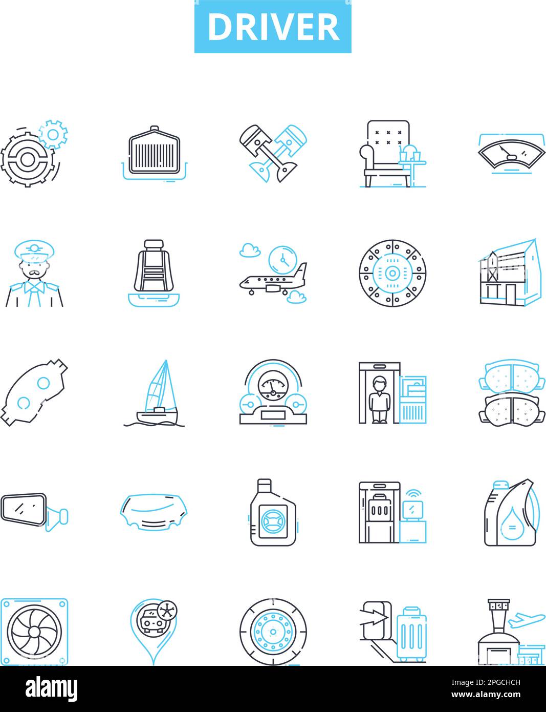 Driver vector line icons set. Driver, Chauffeur, Courier, Pilot ...