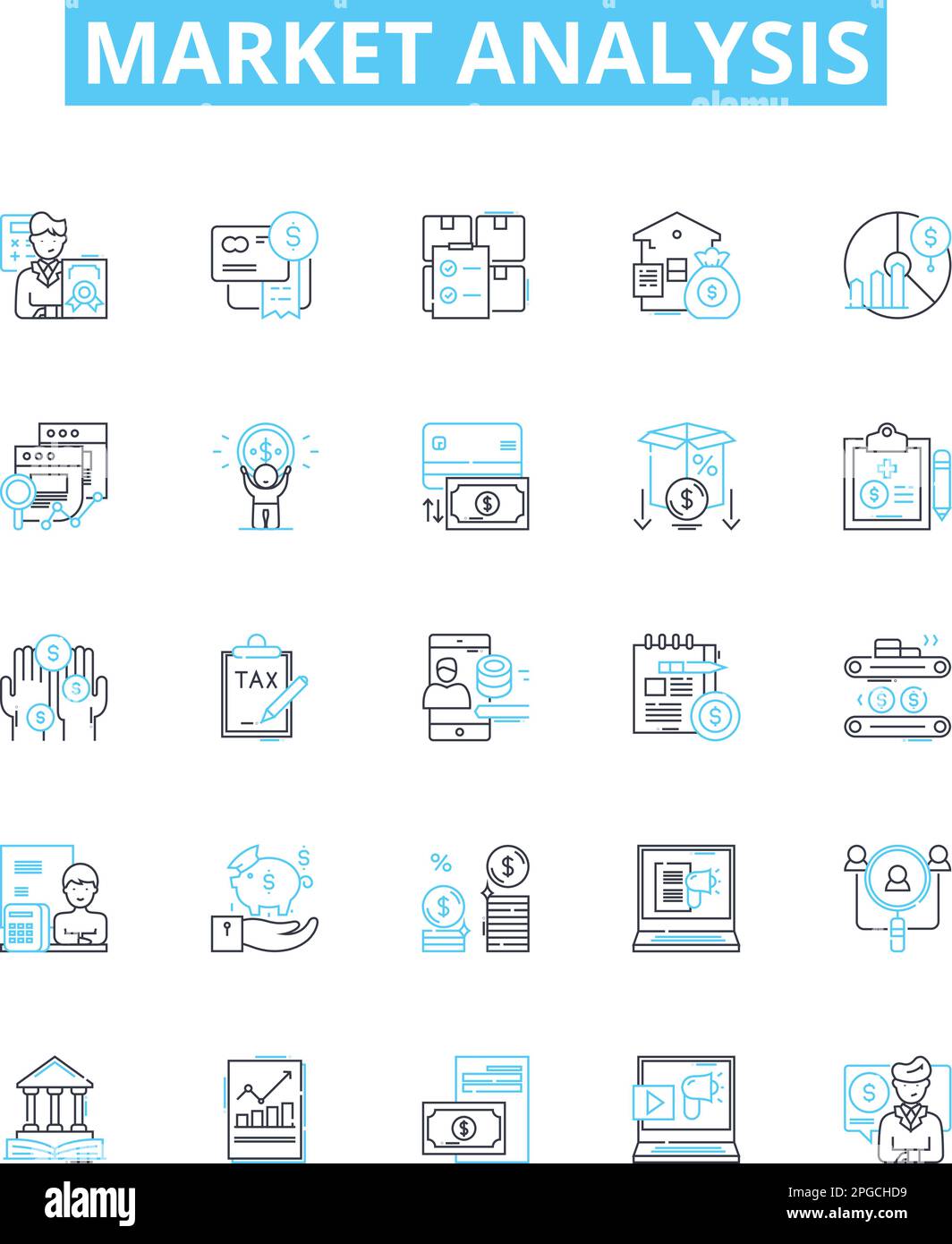 Market analysis vector line icons set. Market, Analysis, Trends ...
