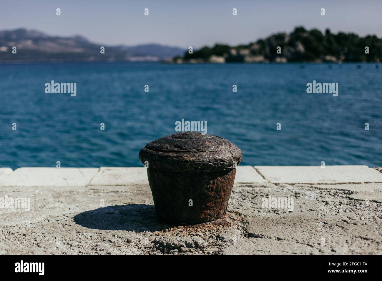 Harbor in the small, quiet town of Sreser in southern Croatia Stock ...