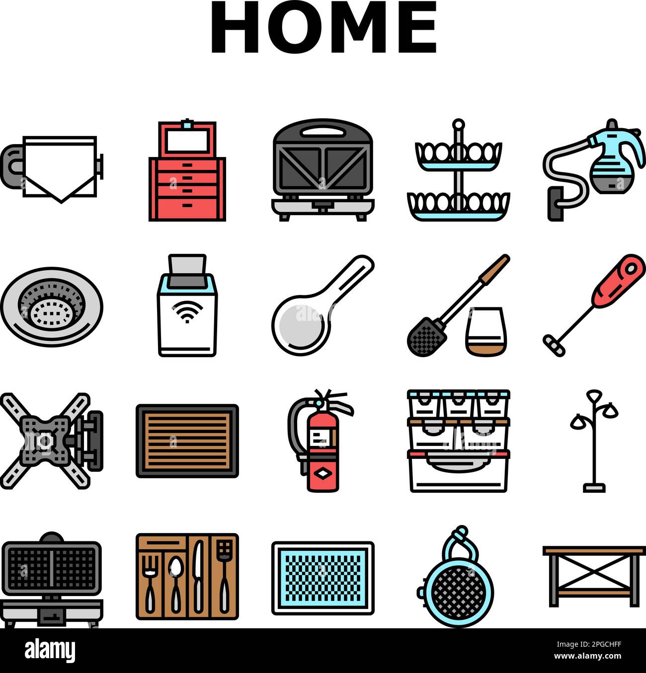 home interior accessories design icons set vector Stock Vector Image ...