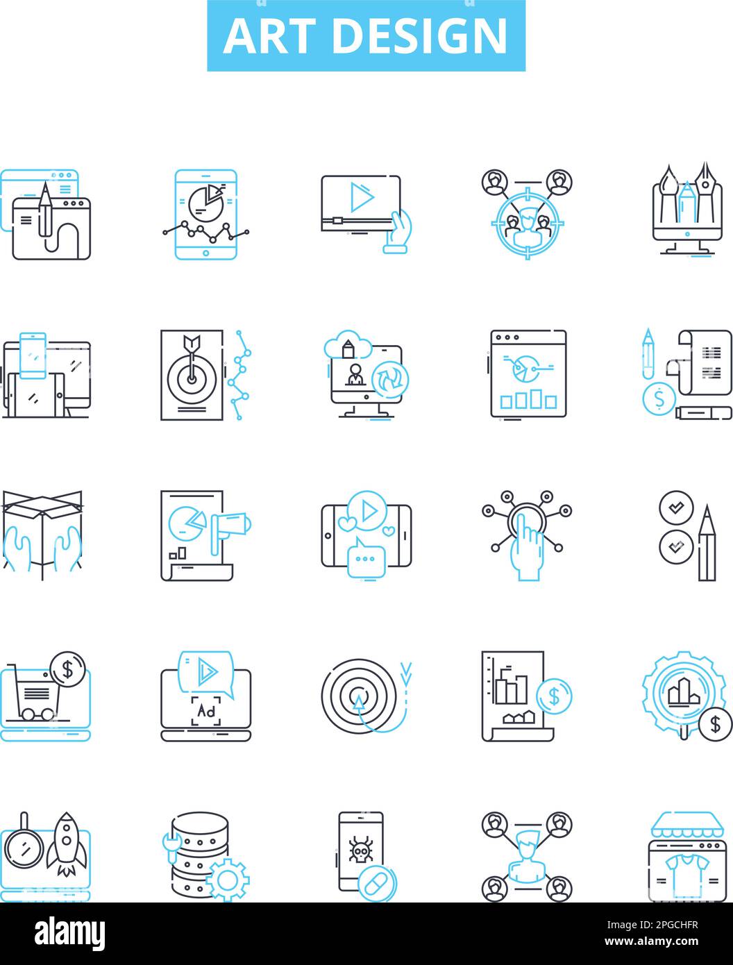 Art design vector line icons set. Graphic, Craft, Drawing, Sculpting ...